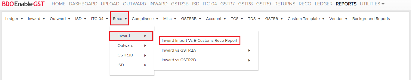 Inward vs E-Customs Reconciliation Process | knowledgebase